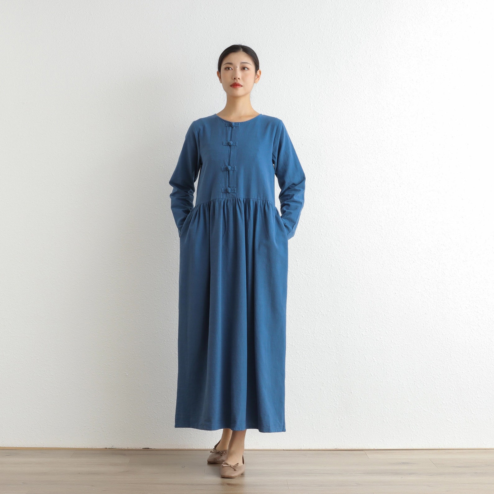 Women Cotton Dress Soft Casual Loose Robes Long Sleeves Shift - Etsy