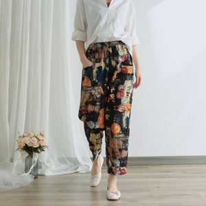 Floral Summer Pant Printed Elastic Waist Cotton Pants Soft - Etsy