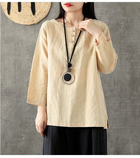 Women's Summer Cotton Tops Short Sleeves Blouse Casual - Etsy