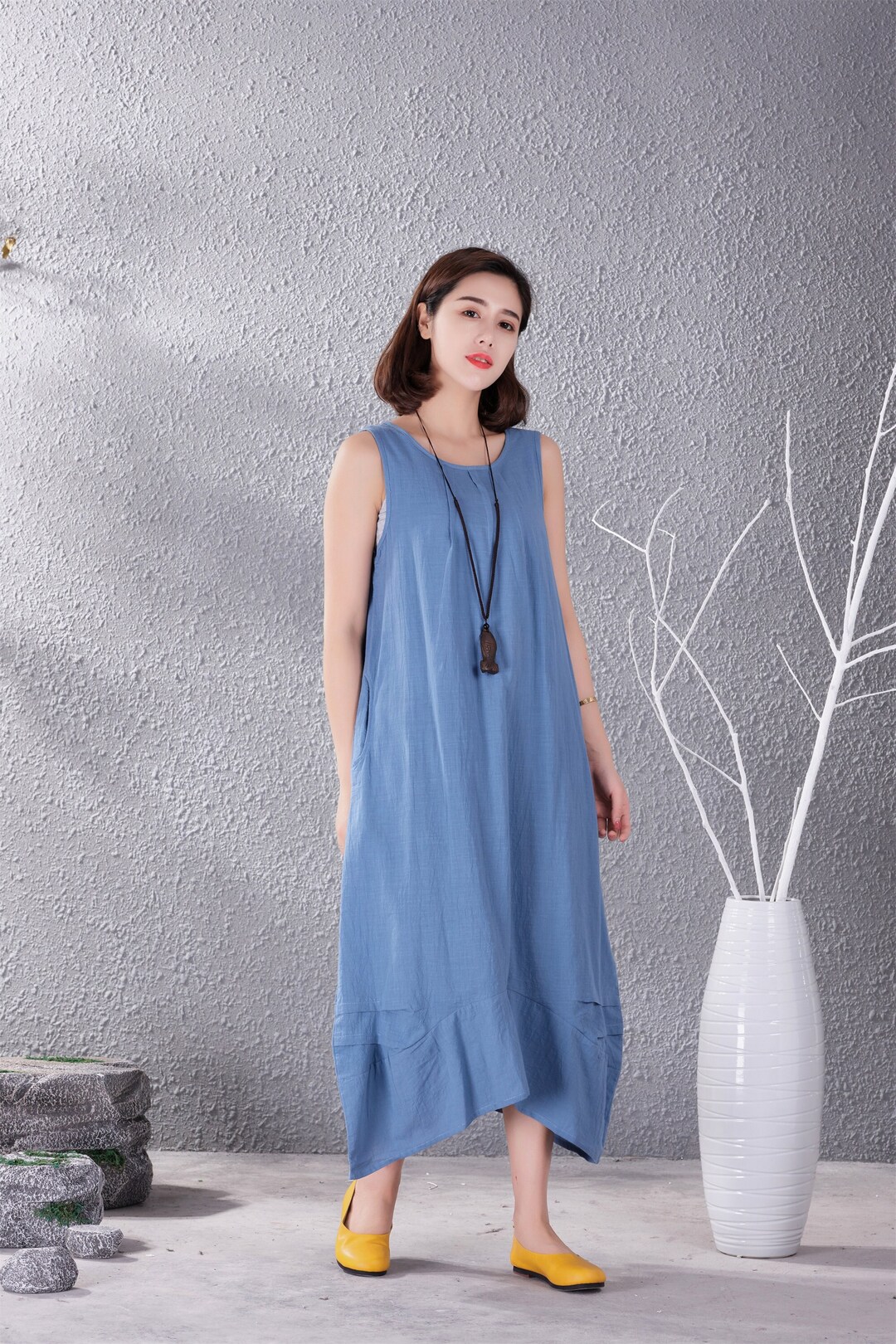 Clearance Summer Cotton Dress Sleeveless Casual Loose Soft Dresses ...