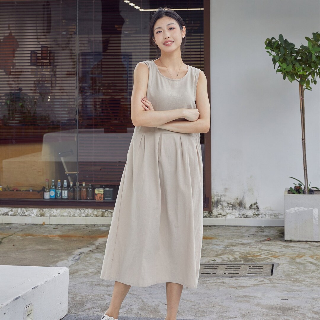Summer Dress Cotton Dress Soft Sundress Casual Loose Tunics Sleeveless ...