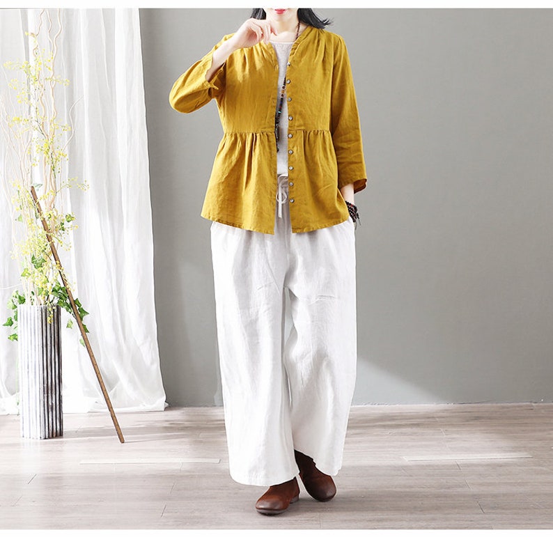 Women's Summer Cotton Tops Long Sleeves Blouse Casual - Etsy