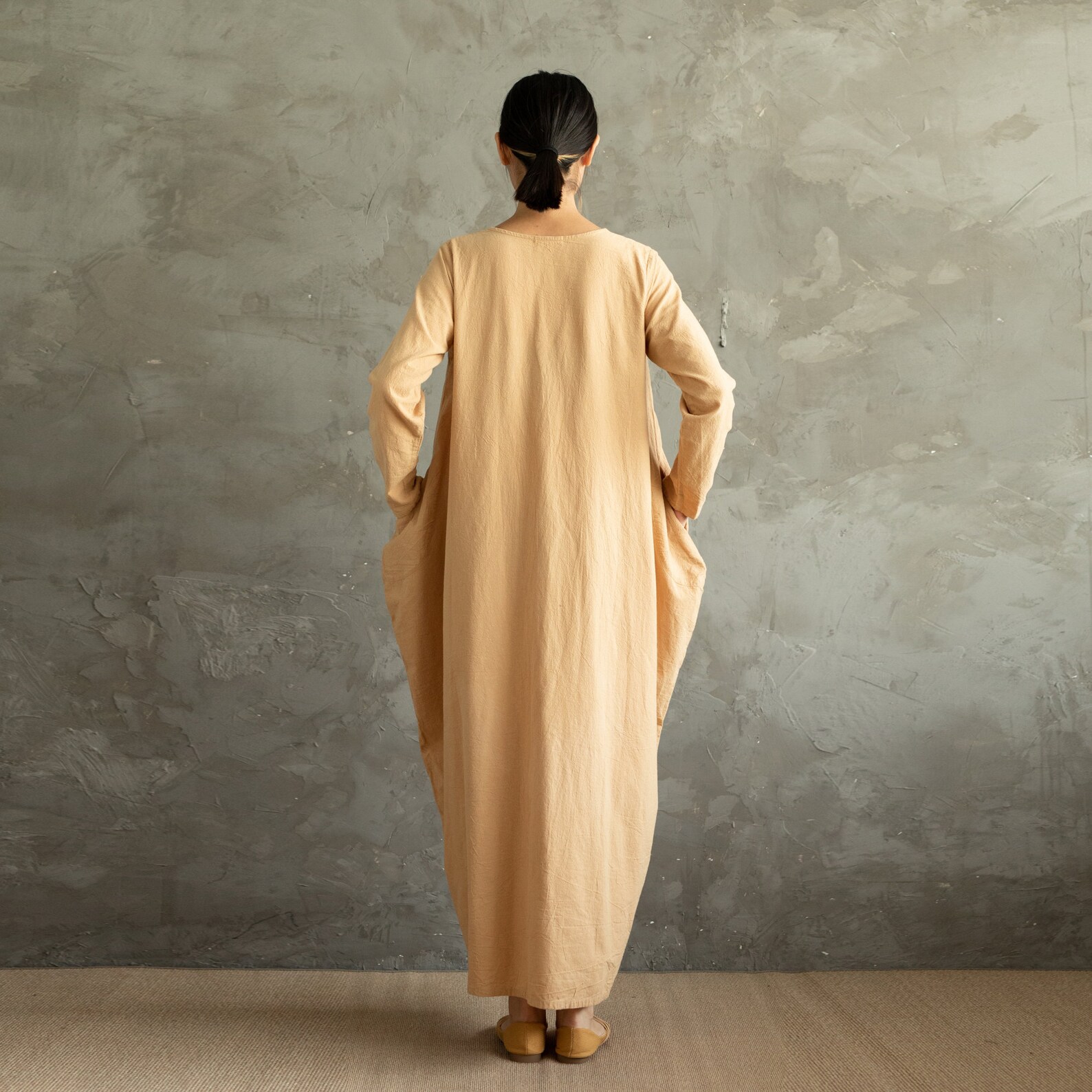 Women Cotton Dress Soft Casual Loose Robes Long Sleeves Shift - Etsy