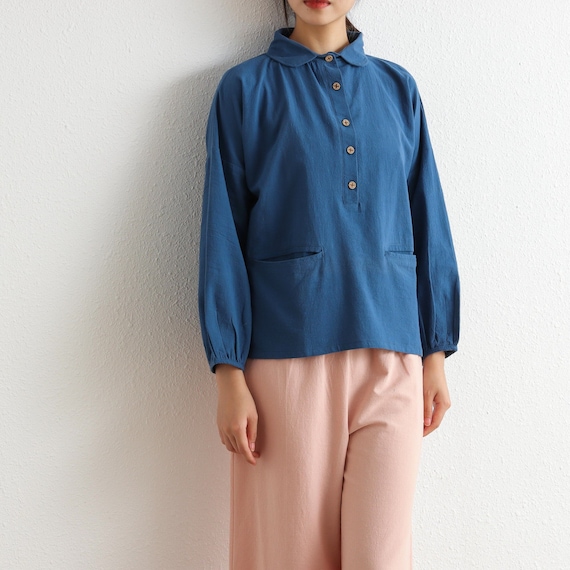 Women's Summer Cotton Tops Long Sleeves Blouse Casual - Etsy