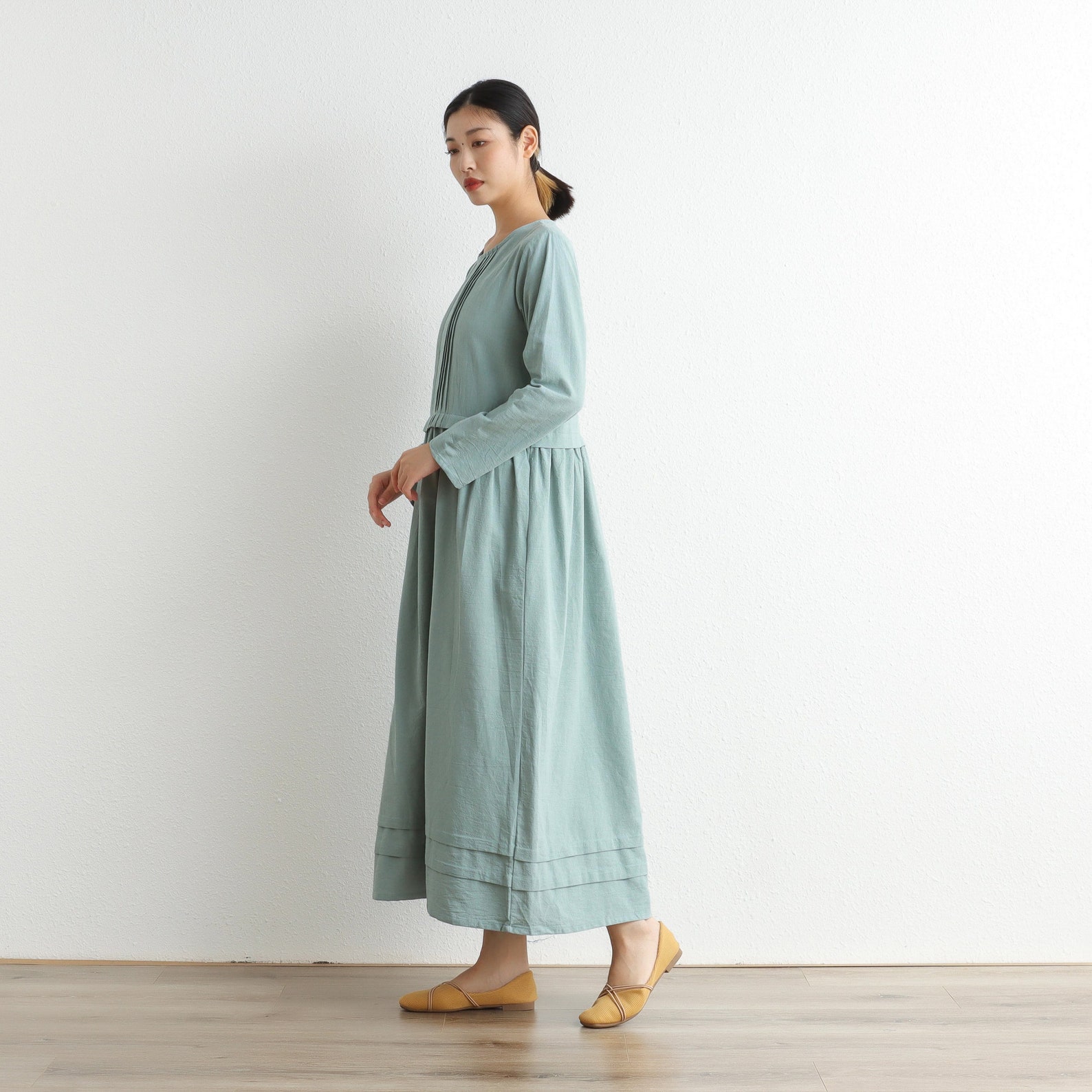 Women Cotton Dress Soft Casual Loose Robes Long Sleeves Shift - Etsy