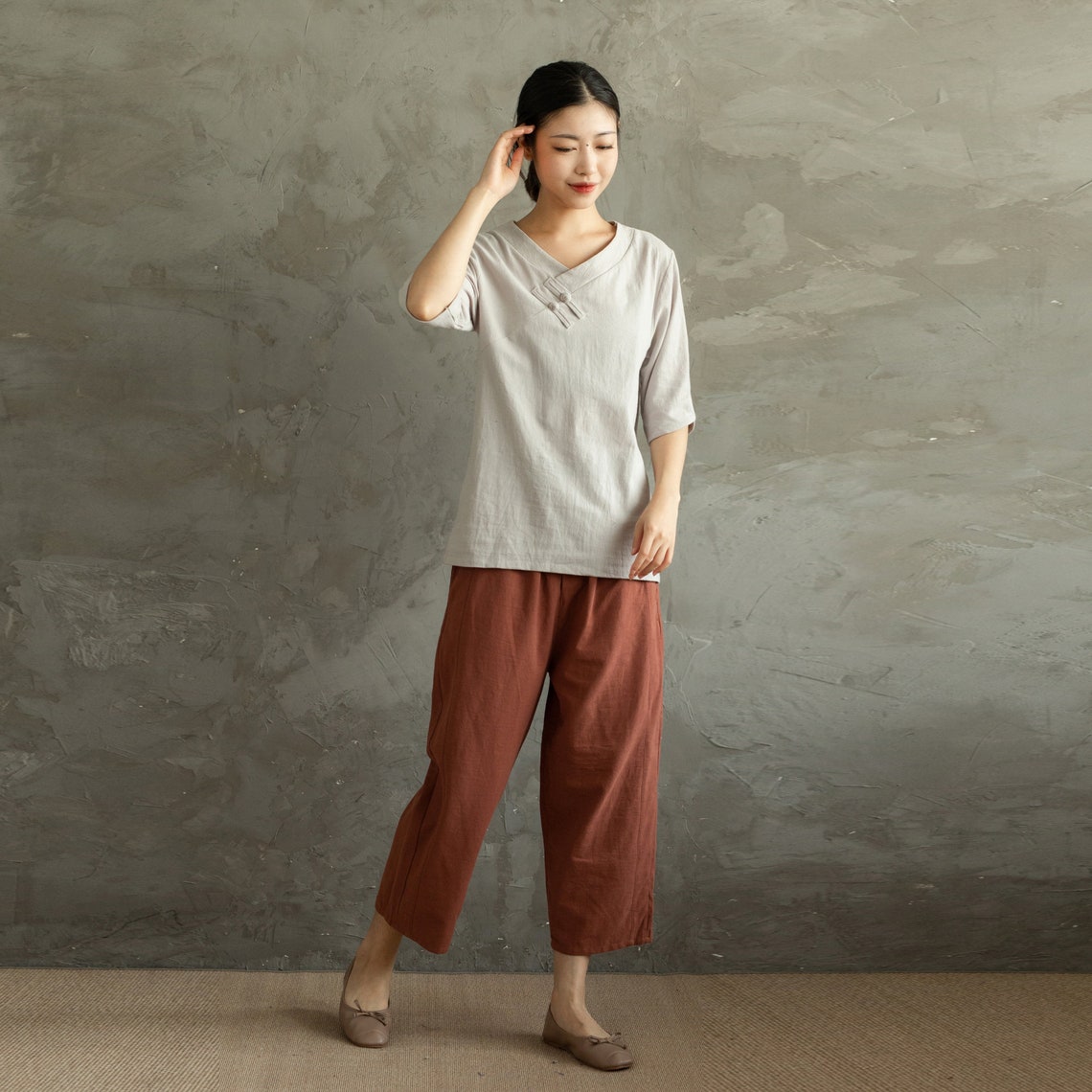 Women's Summer Cotton Tops Half Sleeves Blouse Casual - Etsy