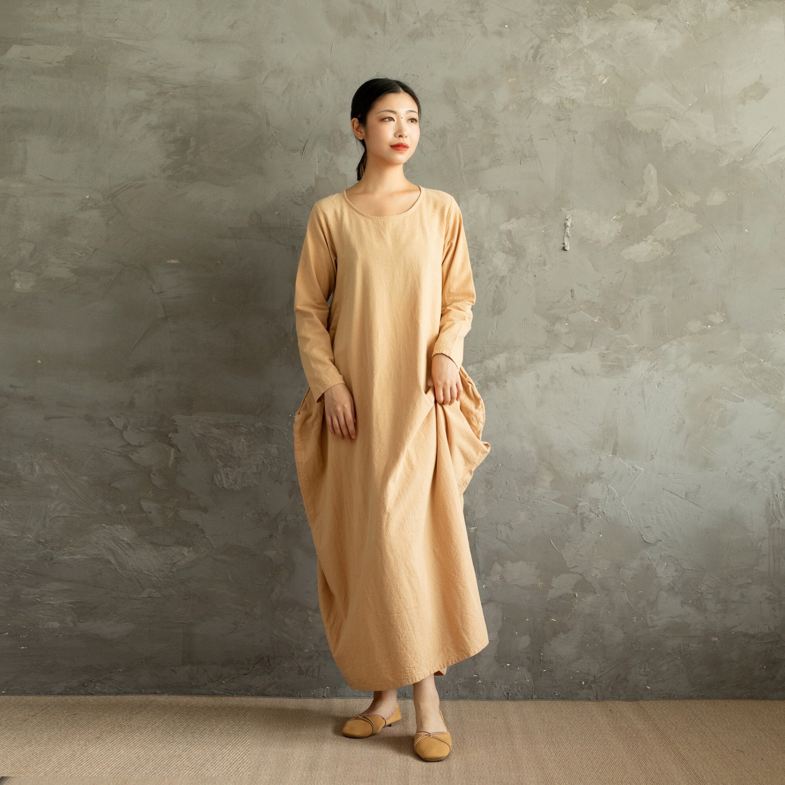 Women Cotton Dress Soft Casual Loose Robes Long Sleeves Shift - Etsy