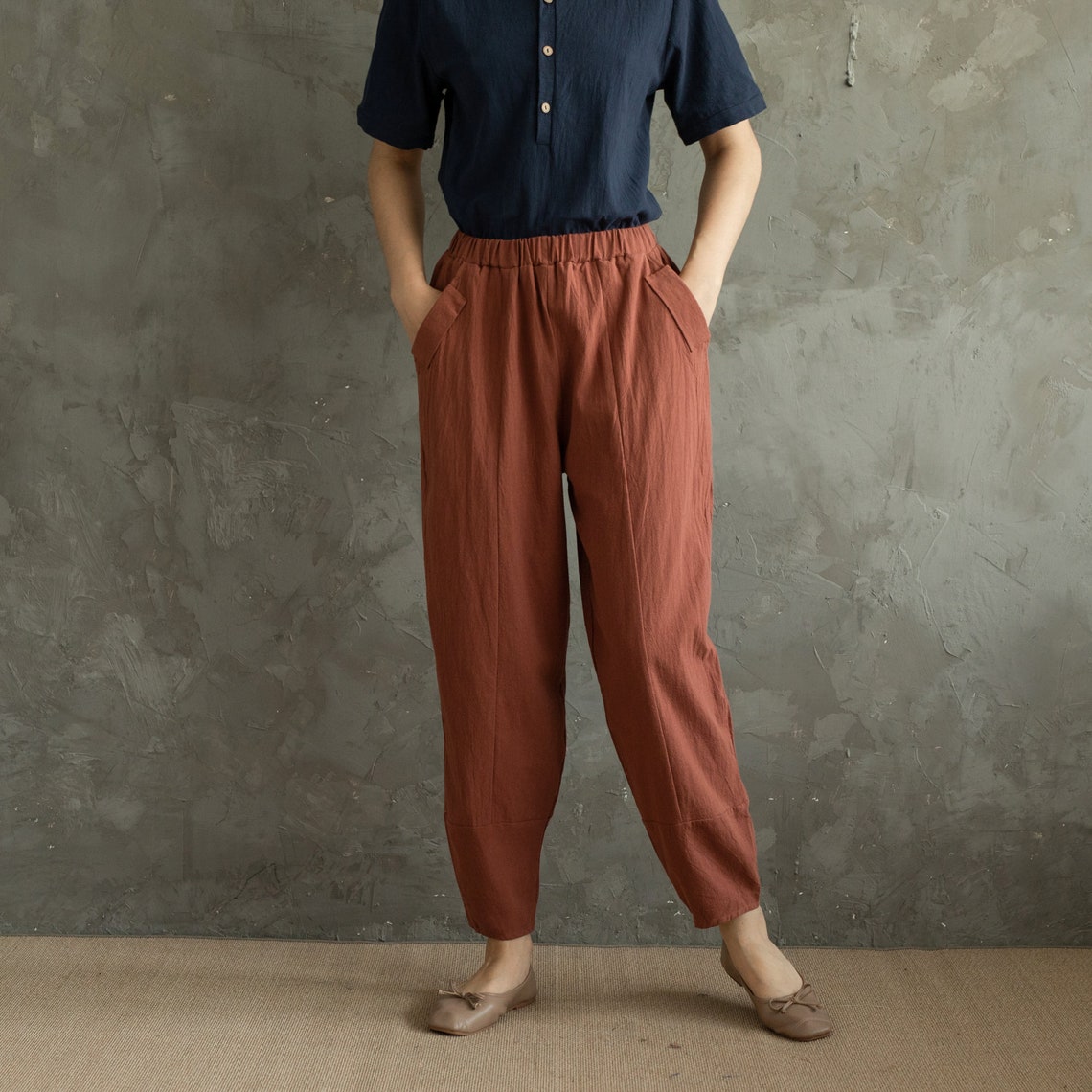 Summer Women Elastic Waist Cotton Pants Soft Casual Loose Boho - Etsy