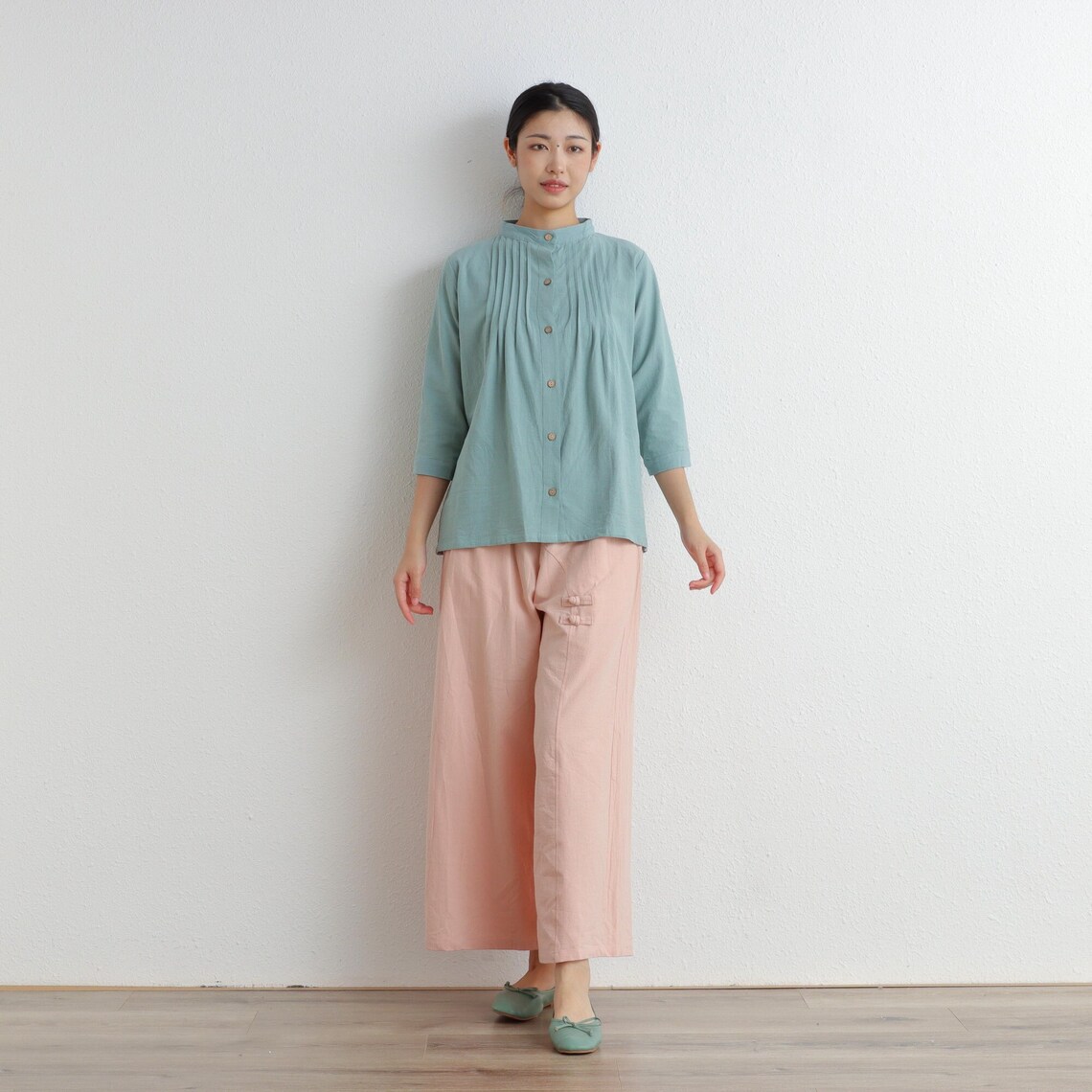 Women's Summer Cotton Tops 3/4 Sleeves Blouse Casual Loose - Etsy