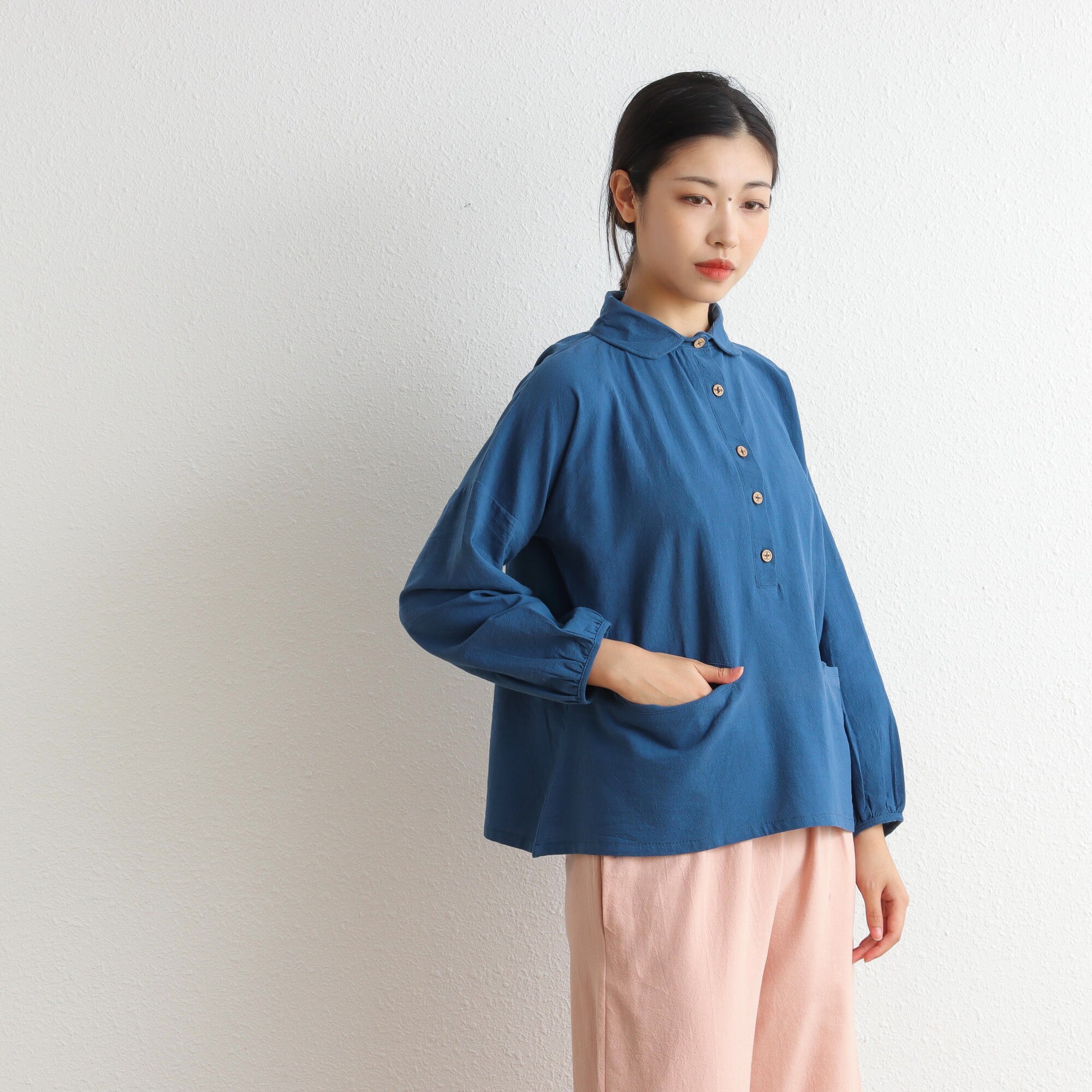 Women's Summer Cotton Tops Long Sleeves Blouse Casual - Etsy