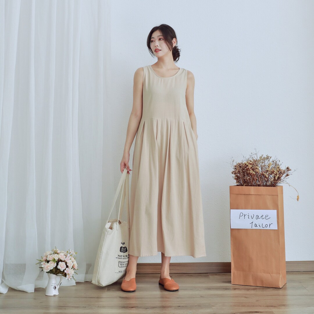 Summer Dress Cotton Dress Soft Sundress Casual Loose Tunics Sleeveless ...