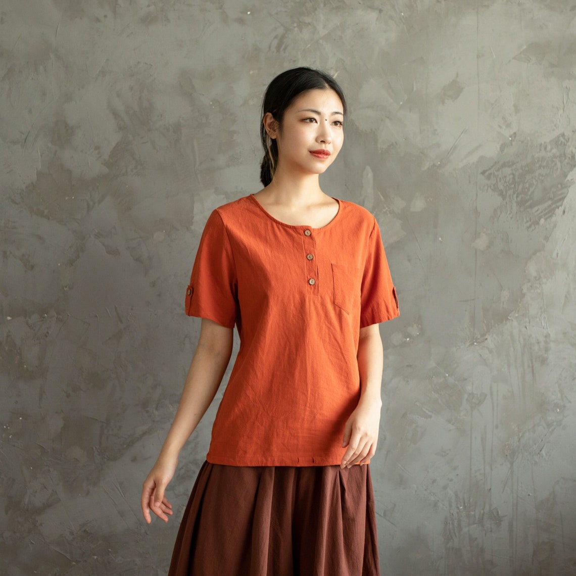 Summer Cotton Tops Short Sleeves Blouse Casual Loose Kimono - Etsy