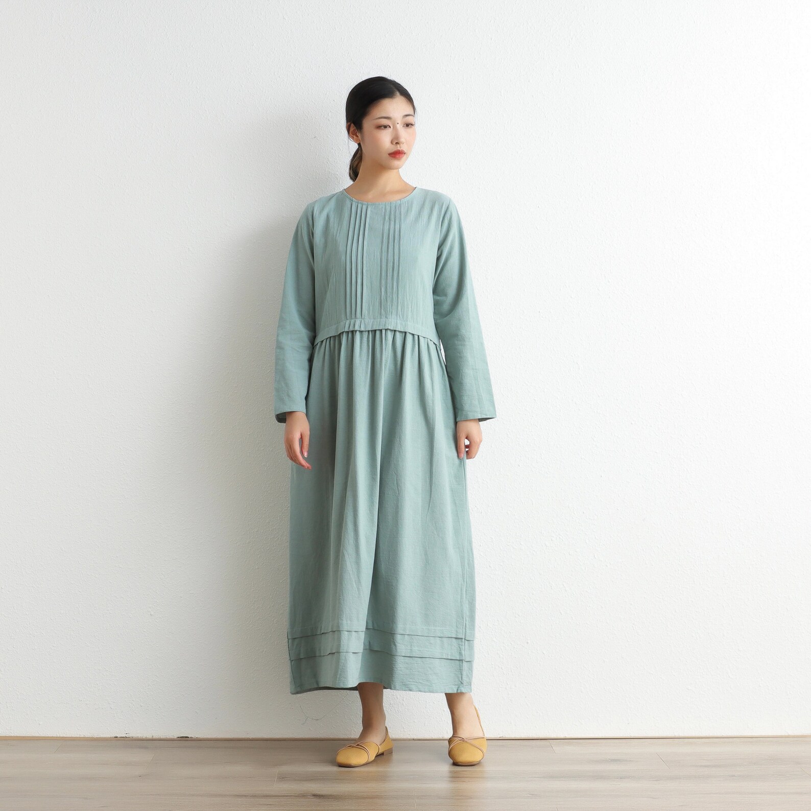 Women Cotton Dress Soft Casual Loose Robes Long Sleeves Shift - Etsy