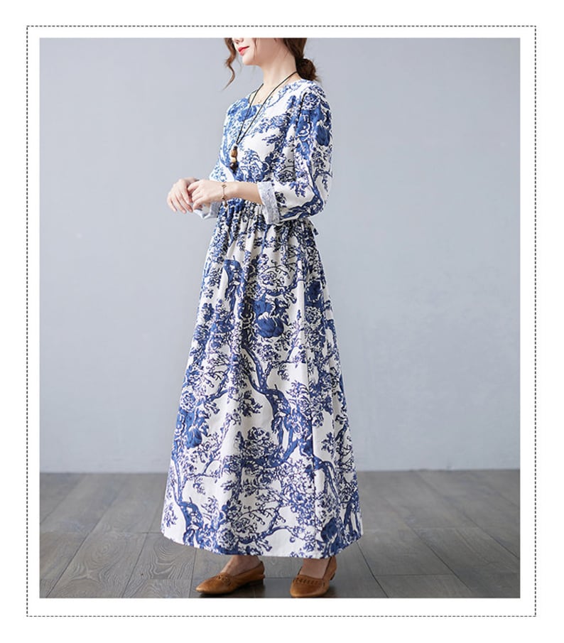Women Printed Cotton Dress Soft Casual Loose Robes Long - Etsy