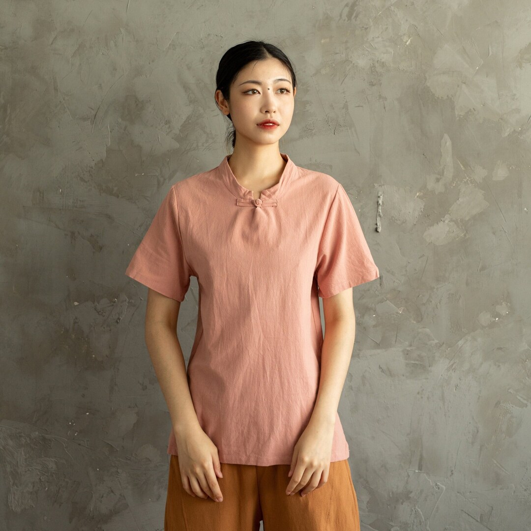 Summer Cotton Tops Short Sleeves Blouse Casual Loose Kimono Customized ...