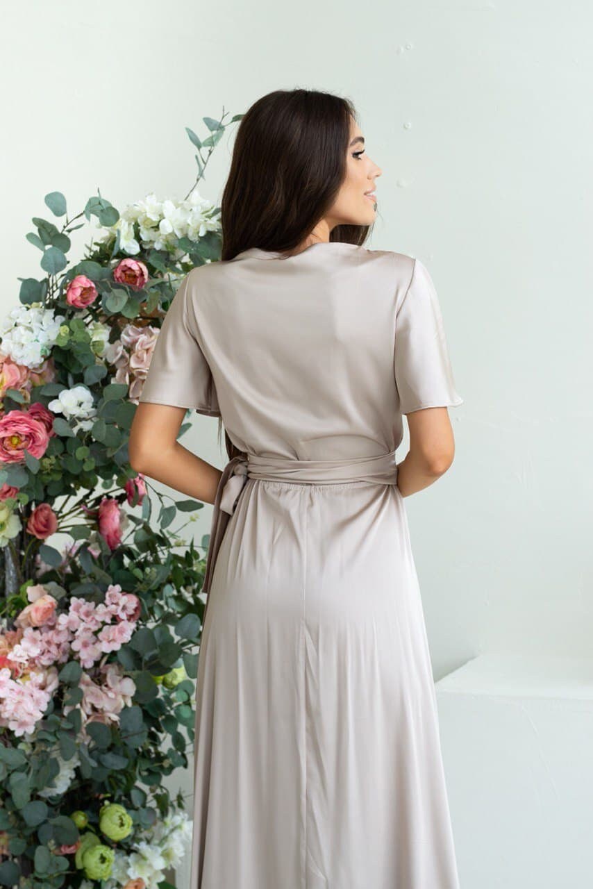 Cream Maxi Ruffle Wrap Dress Long Bridesmaid Dress Bell Sleeve | Etsy