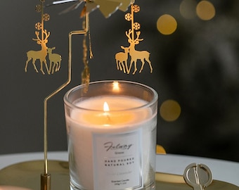 Stainless Metal Rotating Scented Candle Tray Carousel Snow Rotating ...