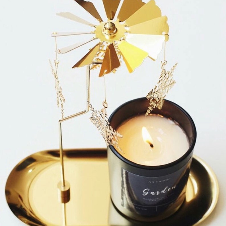 Stainless Metal Rotating Scented Candle Tray | Carousel Snow Rotating ...