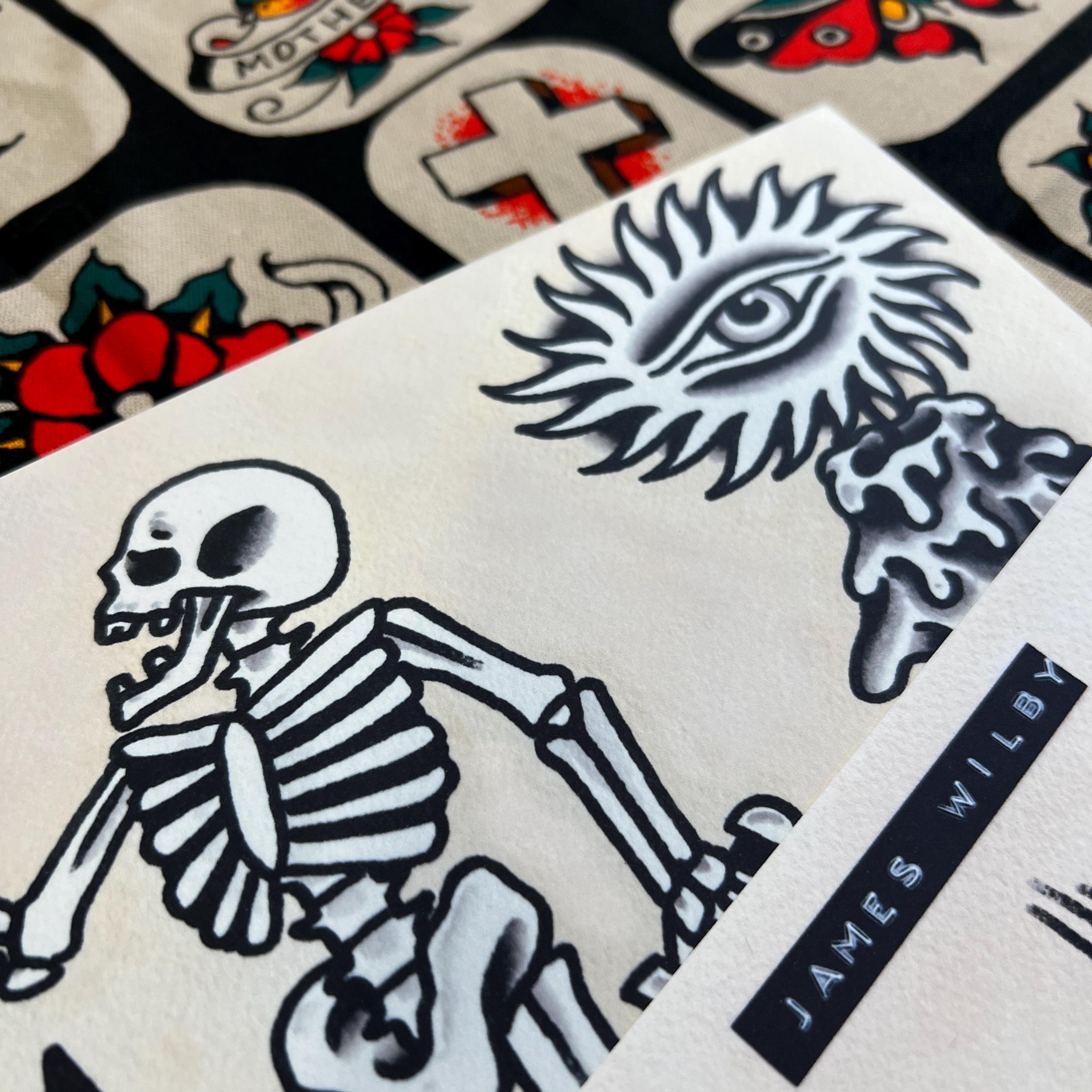Blackwork A4 TATTOO FLASH SHEET Set | Traditional Flash | Tattoo Flash ...