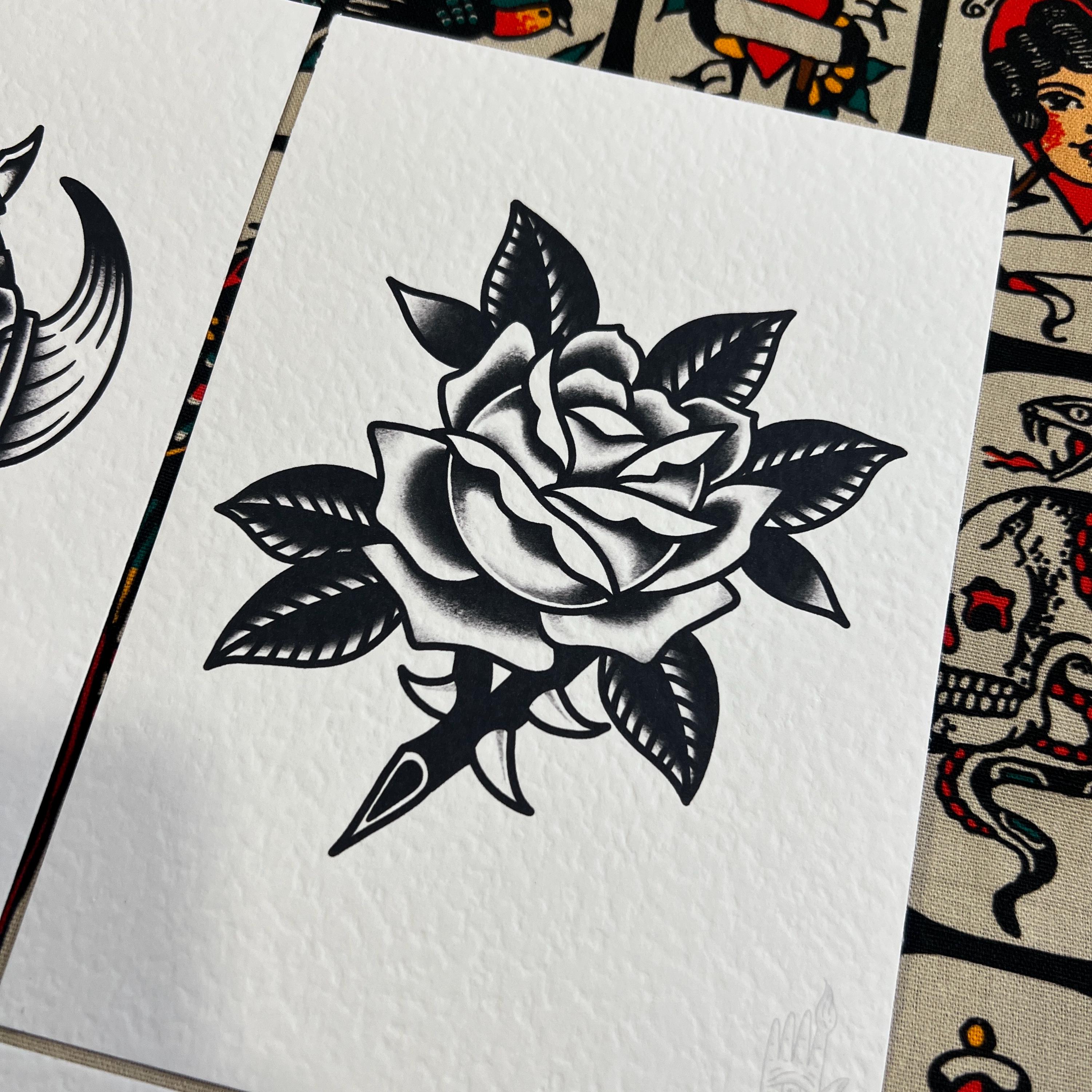 Blackwork Set 2 A5 TATTOO FLASH SHEET | Traditional Flash | Tattoo ...