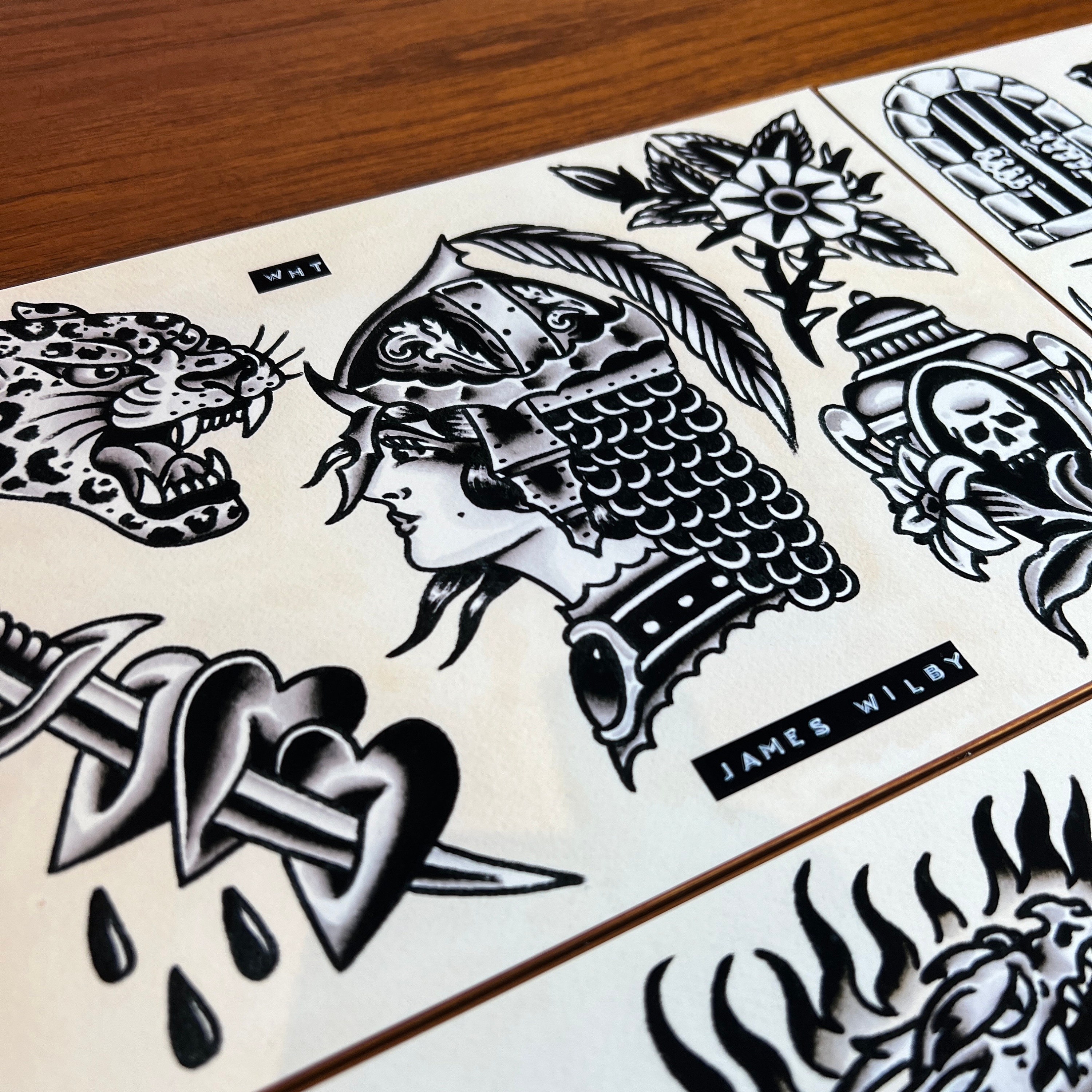Blackwork A4 TATTOO FLASH SHEET Set Traditional Flash - Etsy