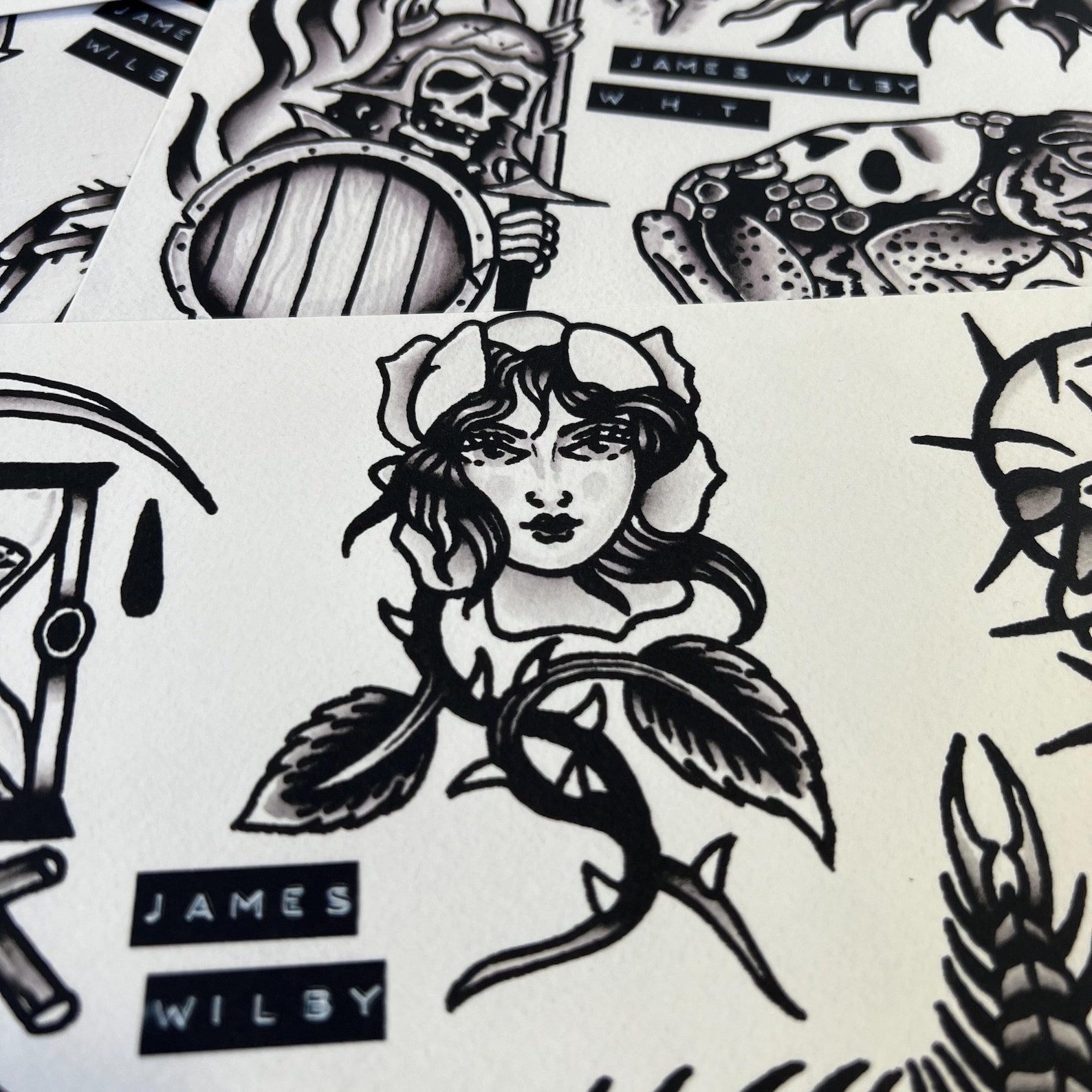 Blackwork Set 2 A4 TATTOO FLASH SHEET Set | Traditional Flash | Tattoo ...