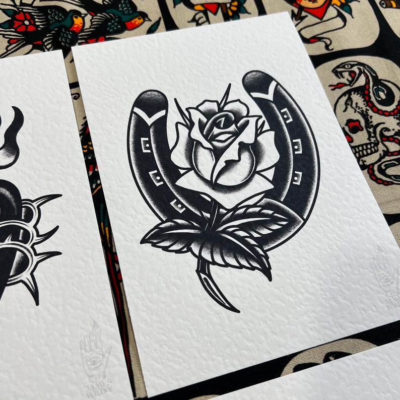 Blackwork Set 1 A5 TATTOO FLASH SHEET | Traditional Flash | Tattoo ...