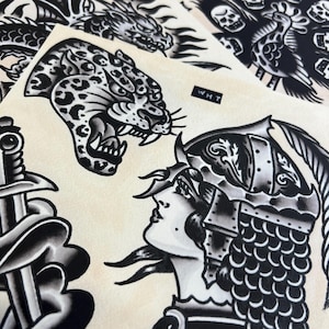 Blackwork A4 TATTOO FLASH SHEET Set | Traditional Flash | Tattoo Flash ...