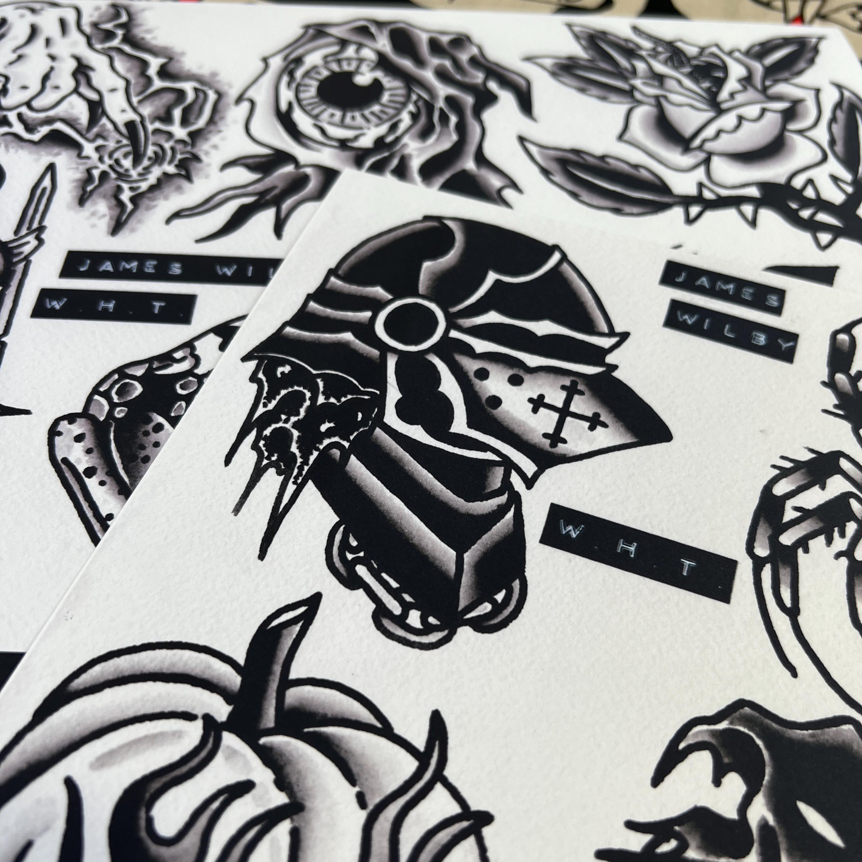 Blackwork Set 2 A4 TATTOO FLASH SHEET Set | Traditional Flash | Tattoo ...