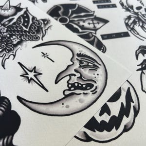 Blackwork Set 2 A4 TATTOO FLASH SHEET Set | Traditional Flash | Tattoo ...