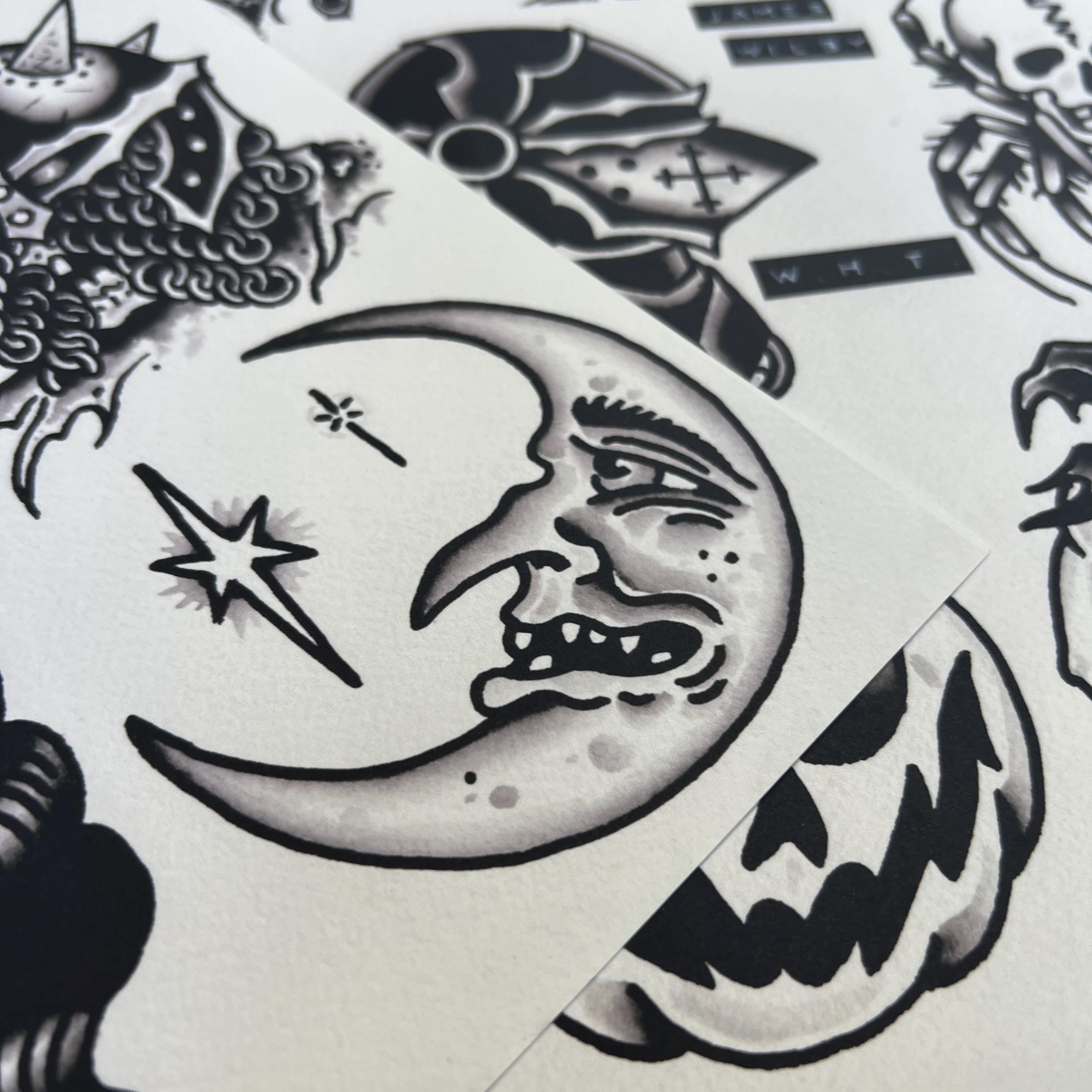 Blackwork Set 2 A4 TATTOO FLASH SHEET Set | Traditional Flash | Tattoo ...