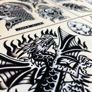 Blackwork A4 TATTOO FLASH SHEET Set Traditional Flash Tattoo Flash ...