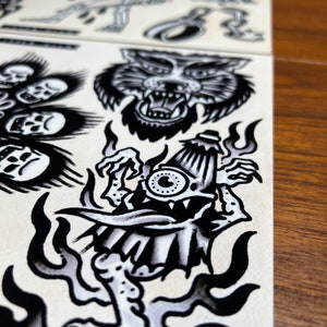 Blackwork A4 TATTOO FLASH SHEET Set Traditional Flash Tattoo Flash ...