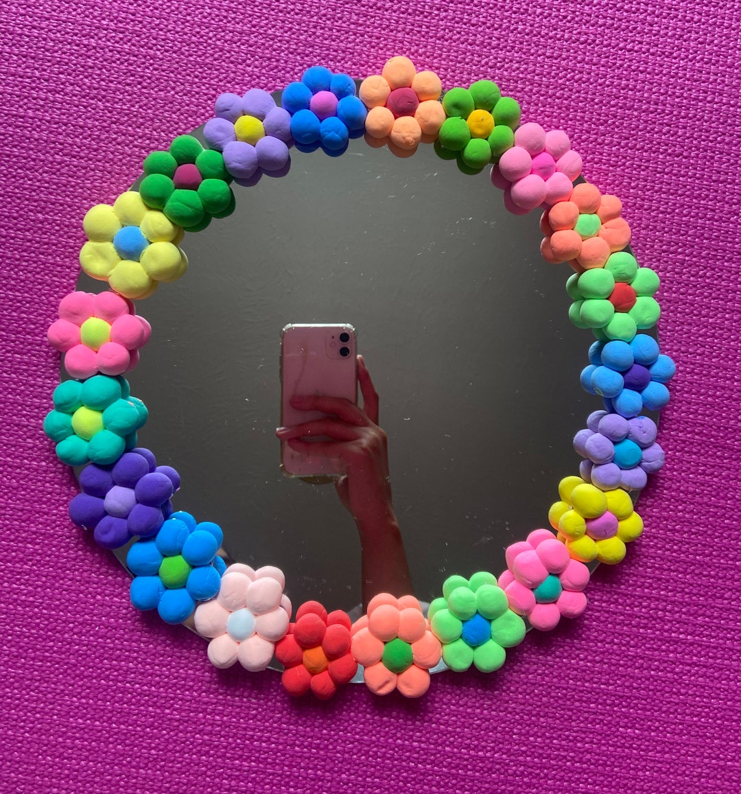 Round Flower Mirror 38cm - Etsy UK