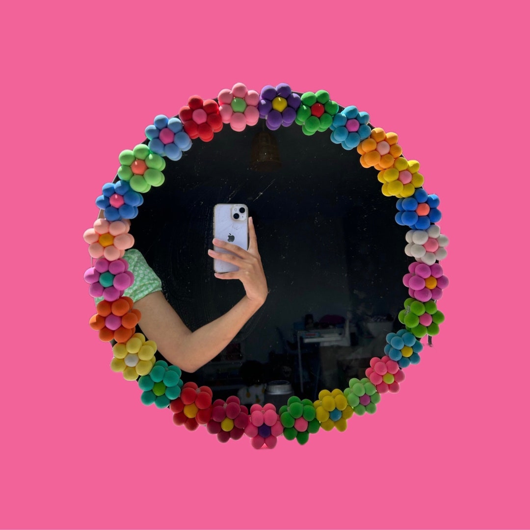 Round Flower Mirror 38cm - Etsy UK