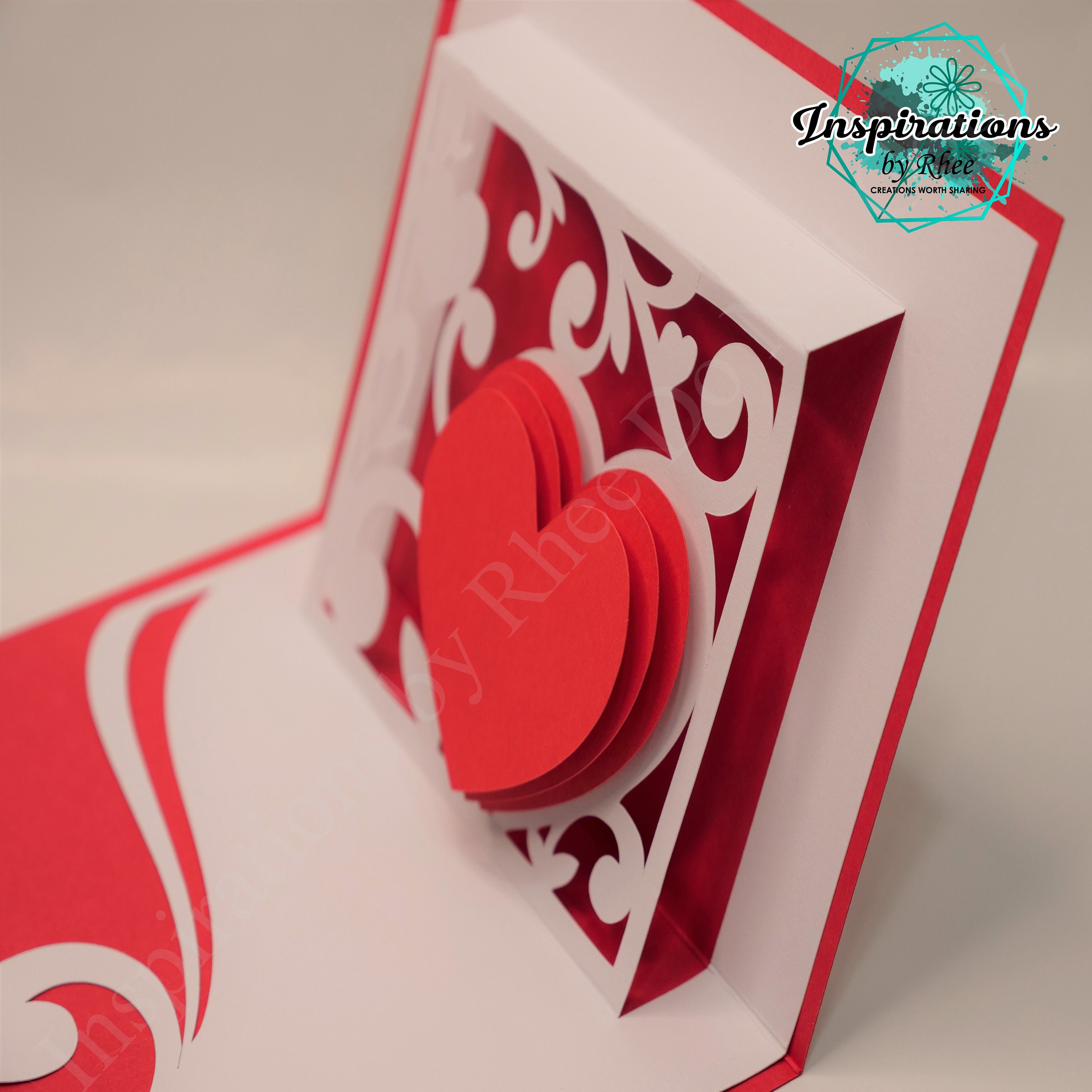 3D Layered Heart Red and White Pop Out Heart - Etsy UK