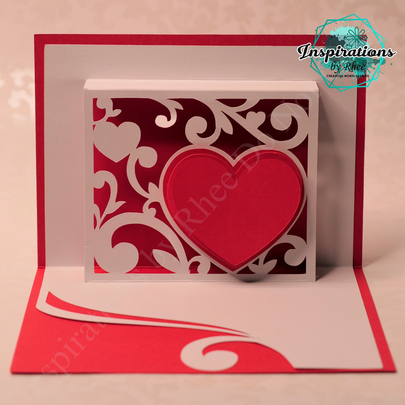 3D Layered Heart Red and White Pop Out Heart - Etsy UK