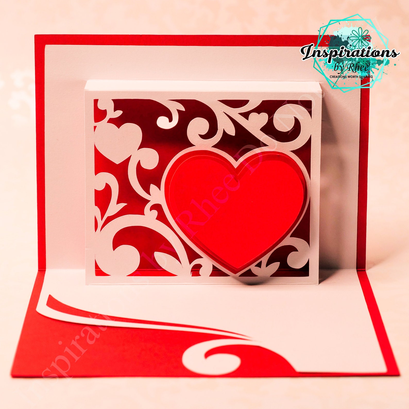 3D Layered Heart Red and White Pop Out Heart - Etsy UK
