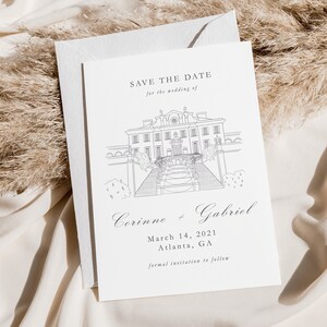Printable Save the Date Template With Hand-drawn Custom Line-drawing ...