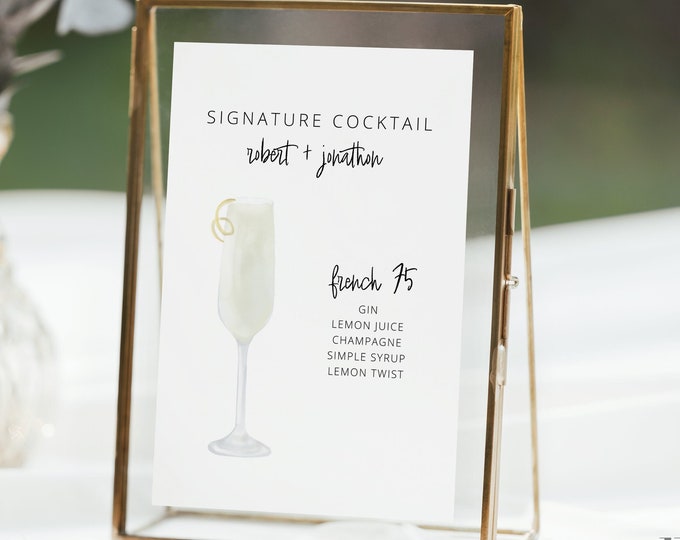 Signature Drink Custom Bar Sign, Signature Cocktail Wedding Signage ...
