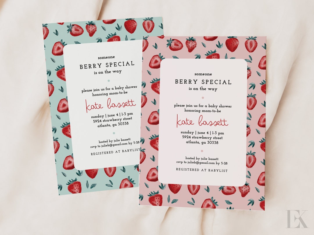 Berry Special Printable Editable Baby Shower Invite With Watercolor ...