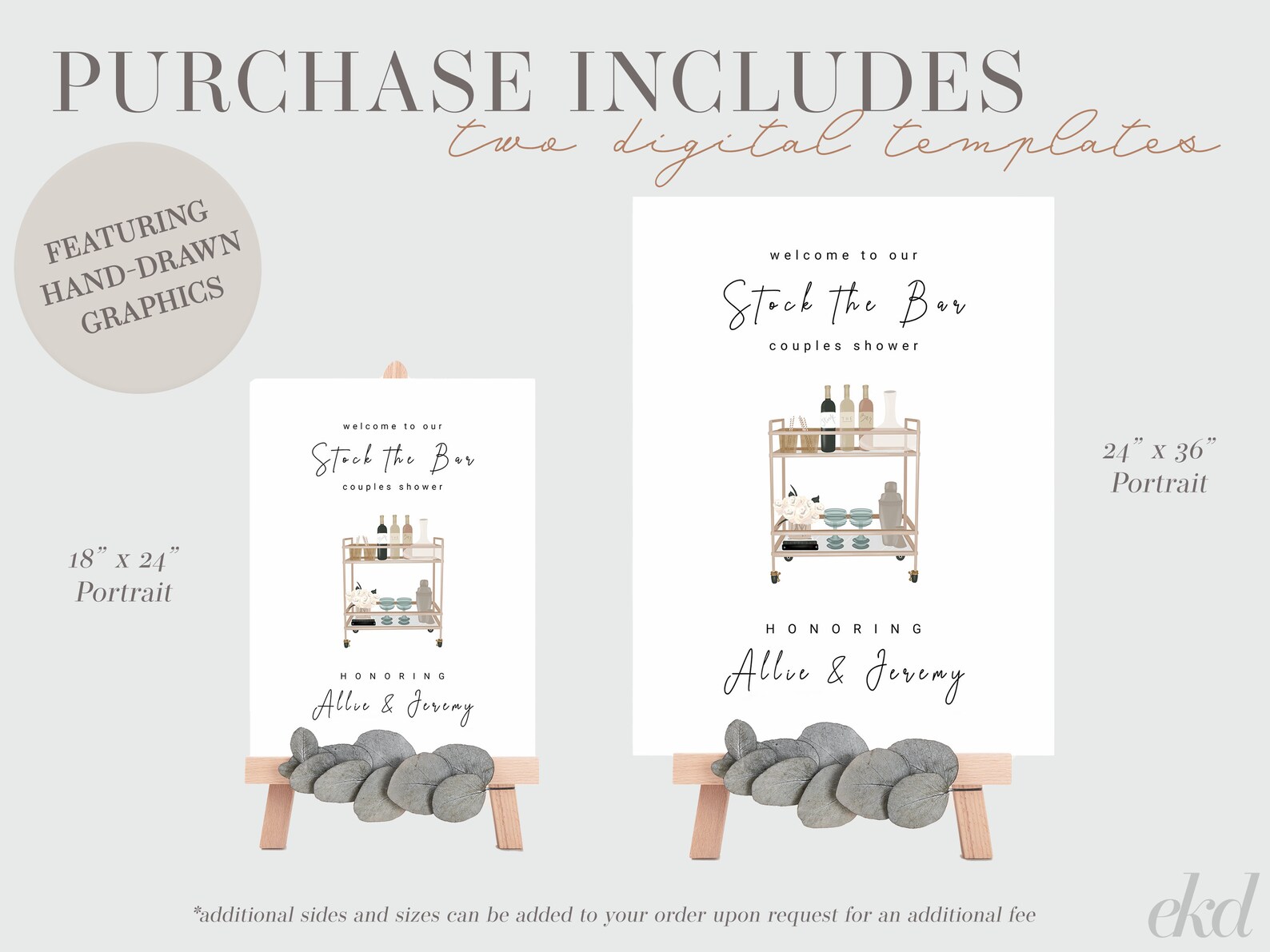 Printable Editable Stock the Bar Welcome Sign With Bar Cart Graphic - Etsy