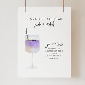 Signature Drink Custom Bar Sign, Signature Cocktail Wedding Signage ...