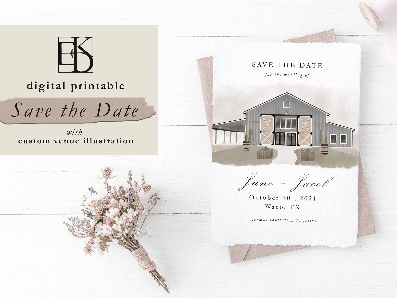 Printable Save The Date Template with Custom Wedding Venue | Etsy