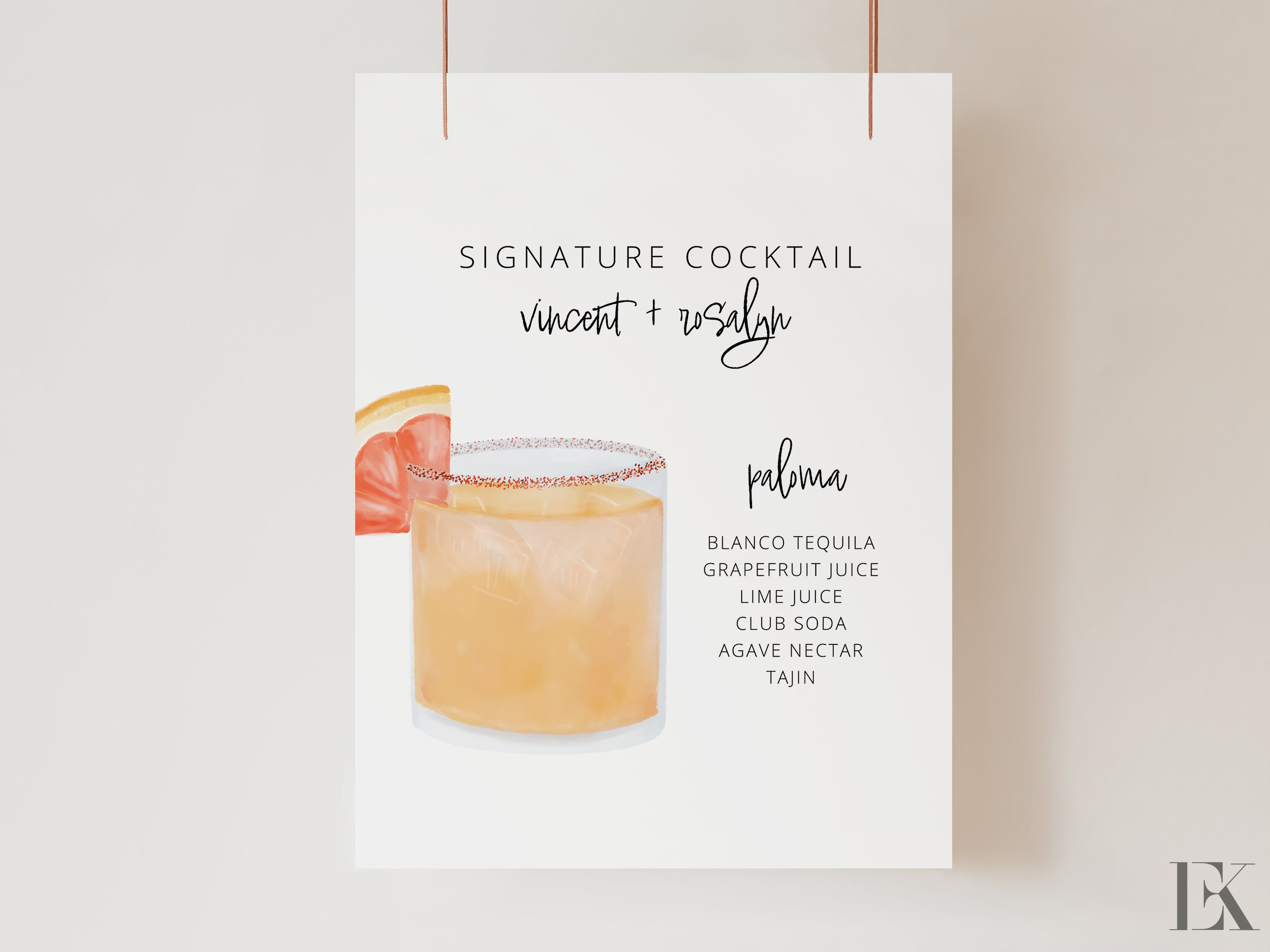 Signature Drink Custom Bar Sign, Signature Cocktail Wedding Signage ...