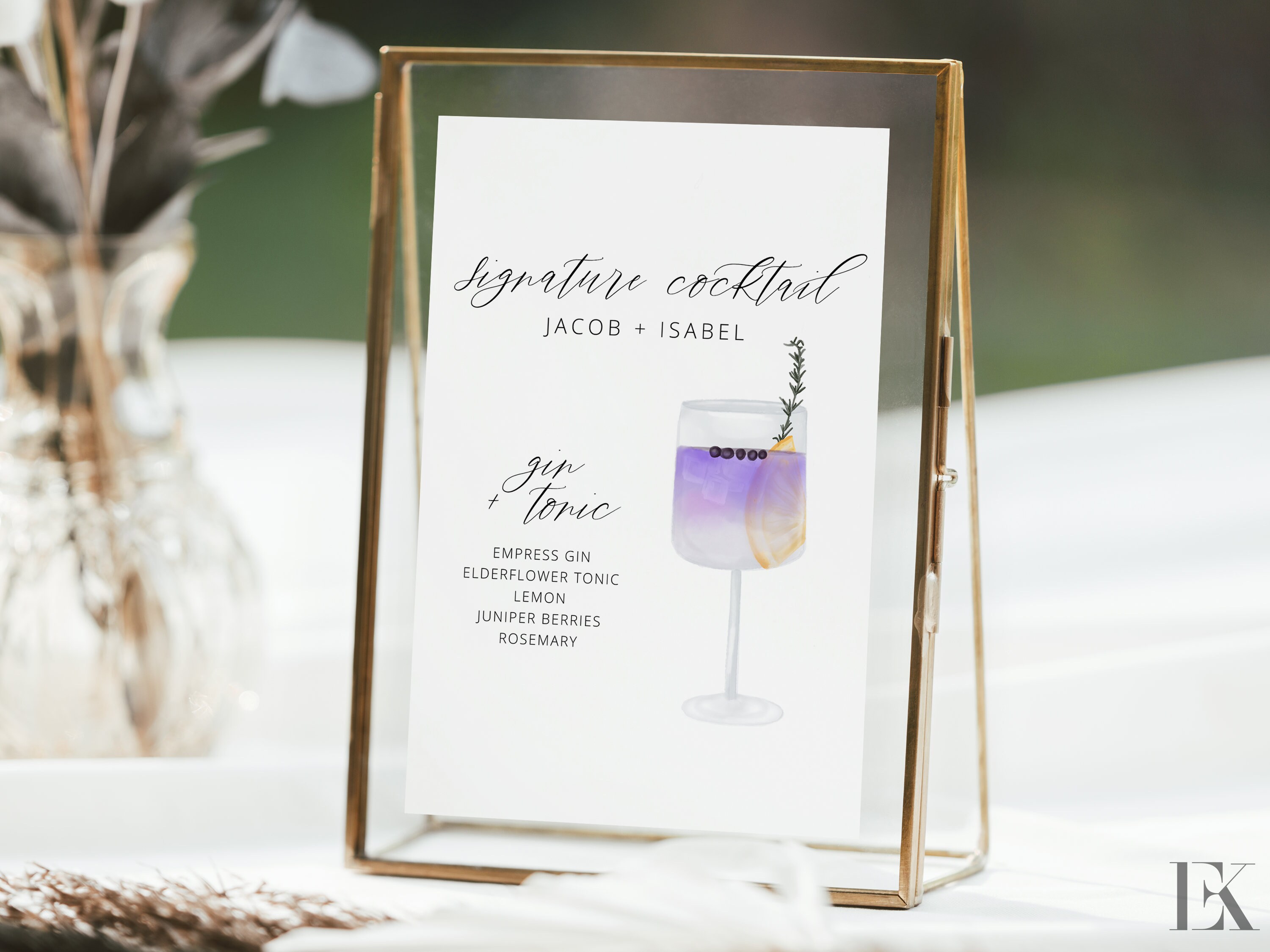 Signature Drink Custom Bar Sign, Signature Cocktail Wedding Signage ...