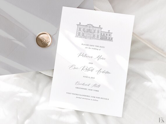 Printable Save the Date Template With Custom Line-drawing | Etsy