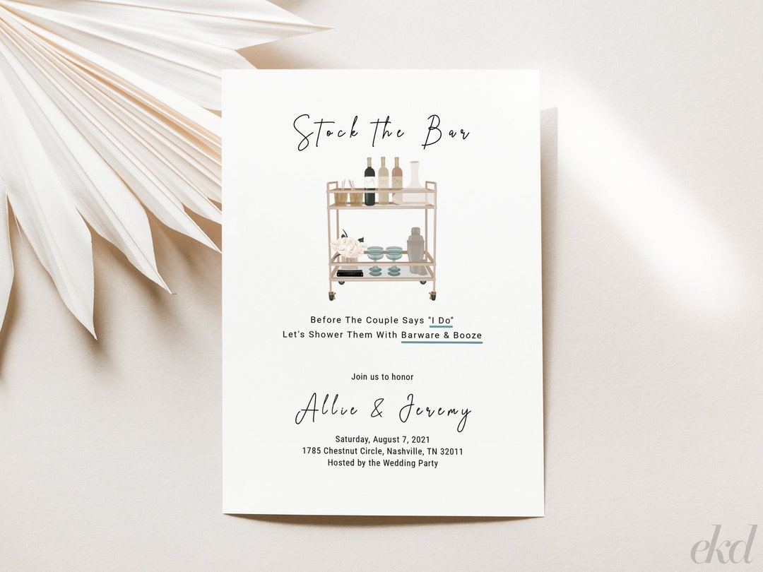 Printable Editable Stock the Bar Invite With Bar Cart Graphic - Etsy