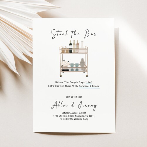 Printable Editable Stock the Bar Welcome Sign With Bar Cart - Etsy