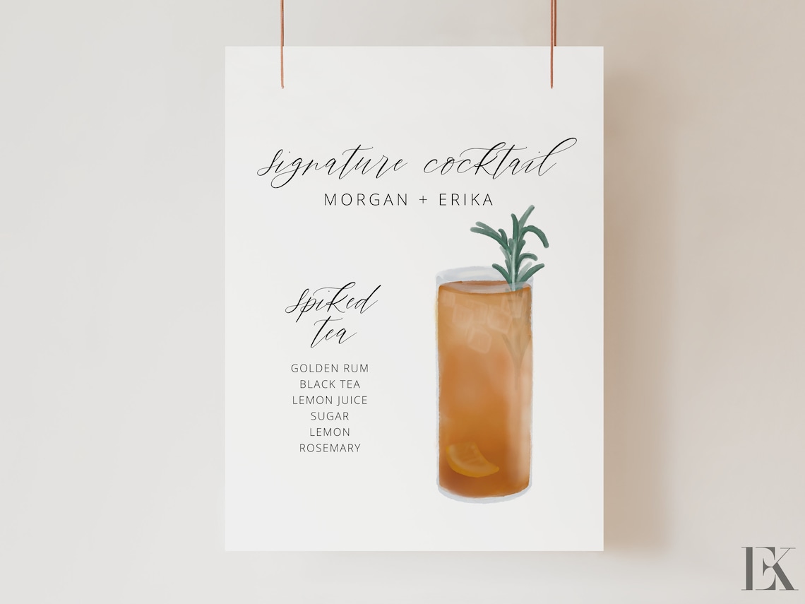 Signature Drink Custom Bar Sign, Signature Cocktail Wedding Signage ...